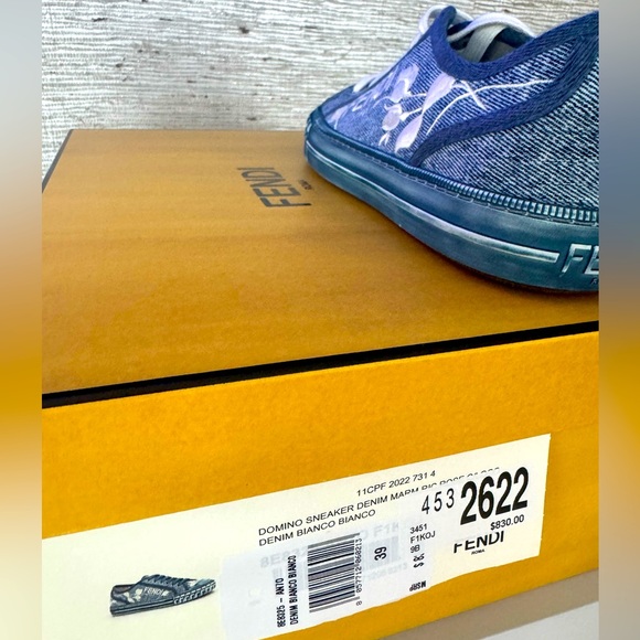 Fendi | Shoes | Fendi Denim Logo Rose Embroidered Womens Domino Low Top Sneakers Us 9eu 39 ...